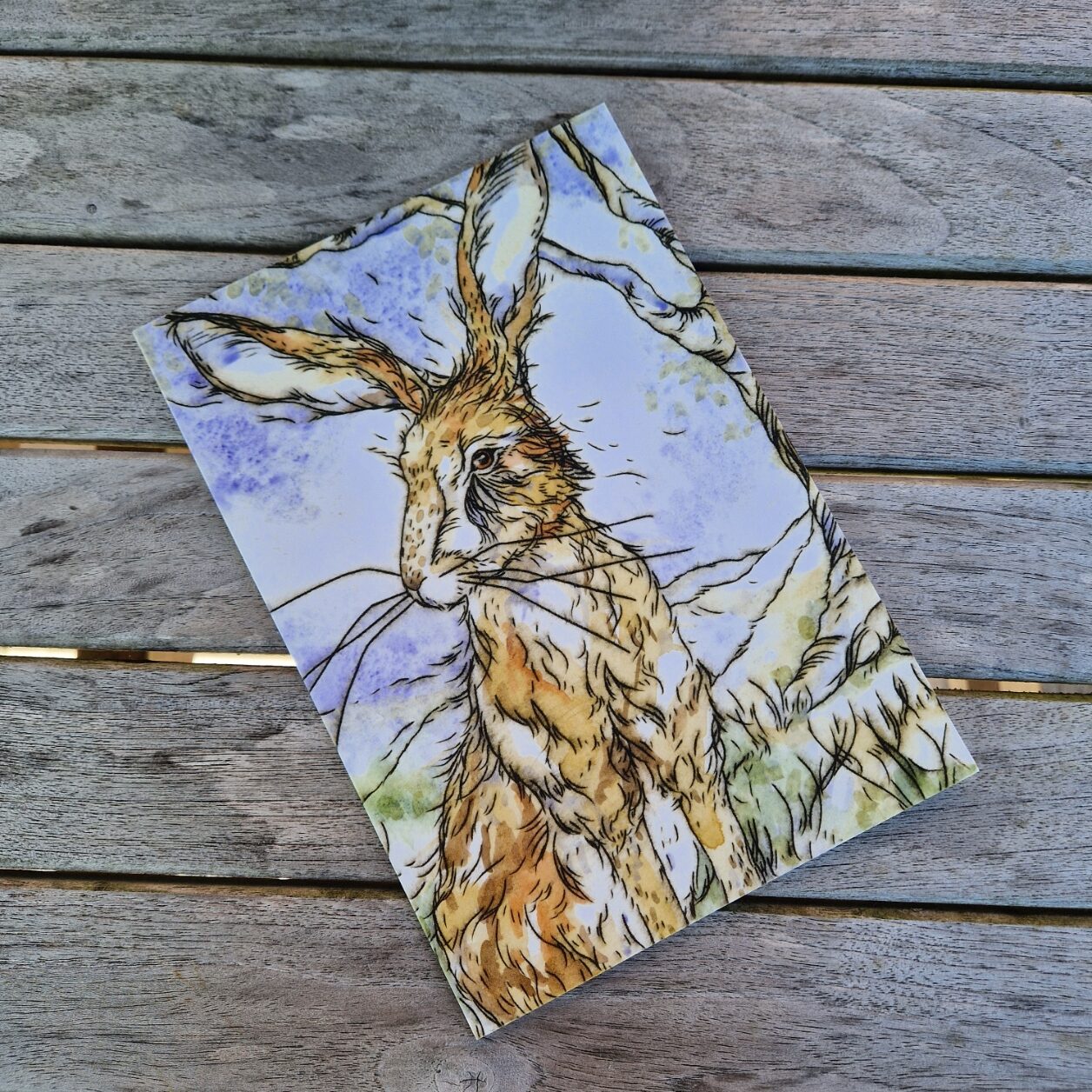 Windswept Hare Greetings Card | Little Card Company